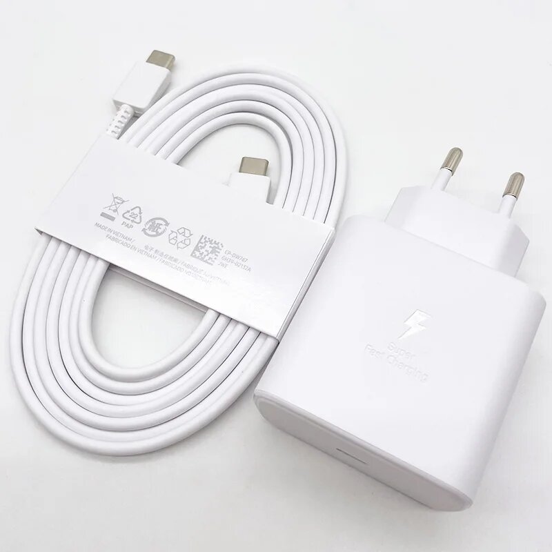 Зарядное Samsung 45W PD, Type-C кабель 1.8м, White EU