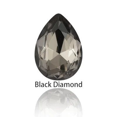 Стеклянные стразы YICHUAN в форме слезы Черный, 13x18mm 10pcs, Black Diamond