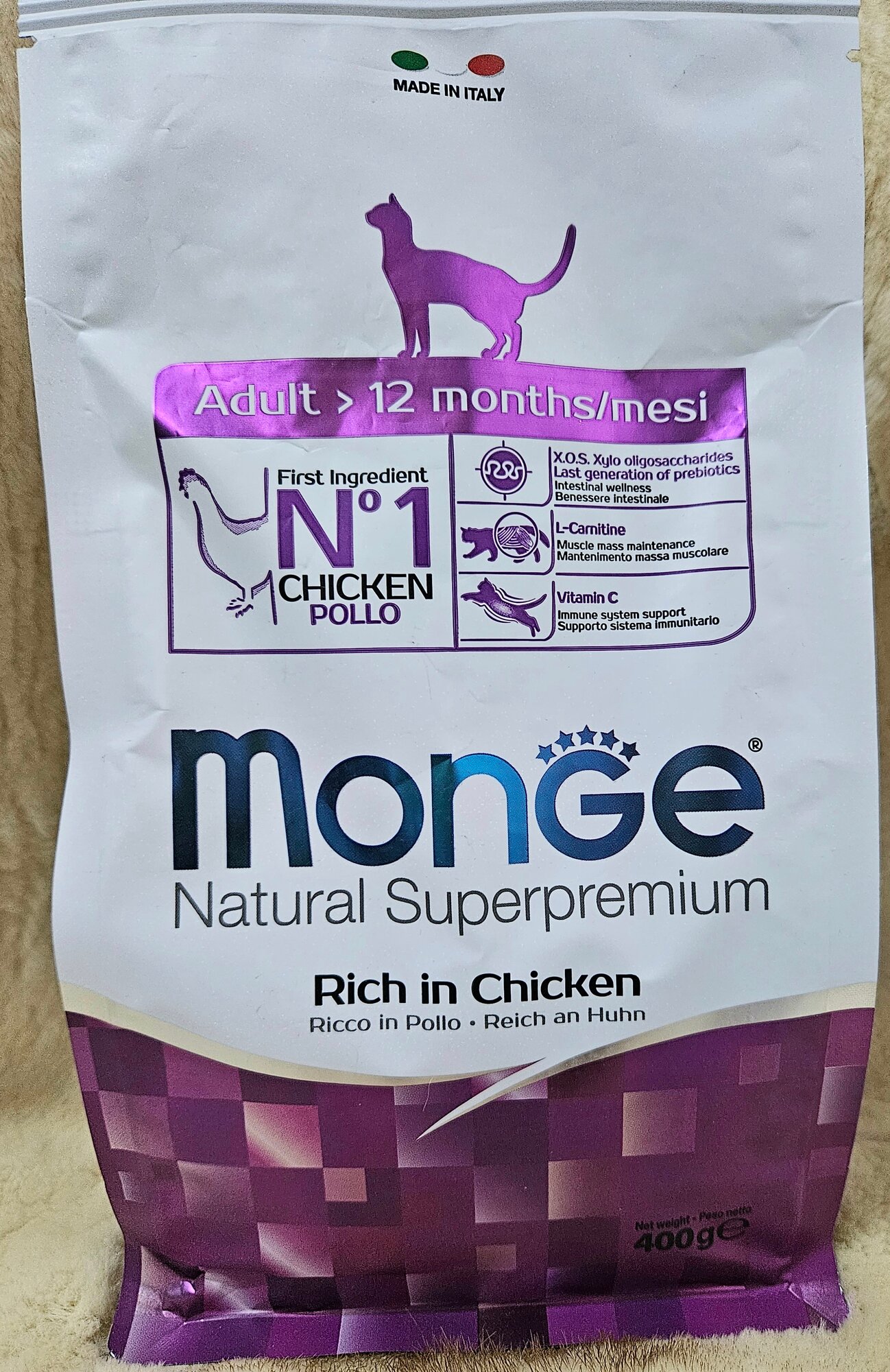 Сухой корм Monge Cat Adult Монж для взрослых кошек с курицей 400 гр