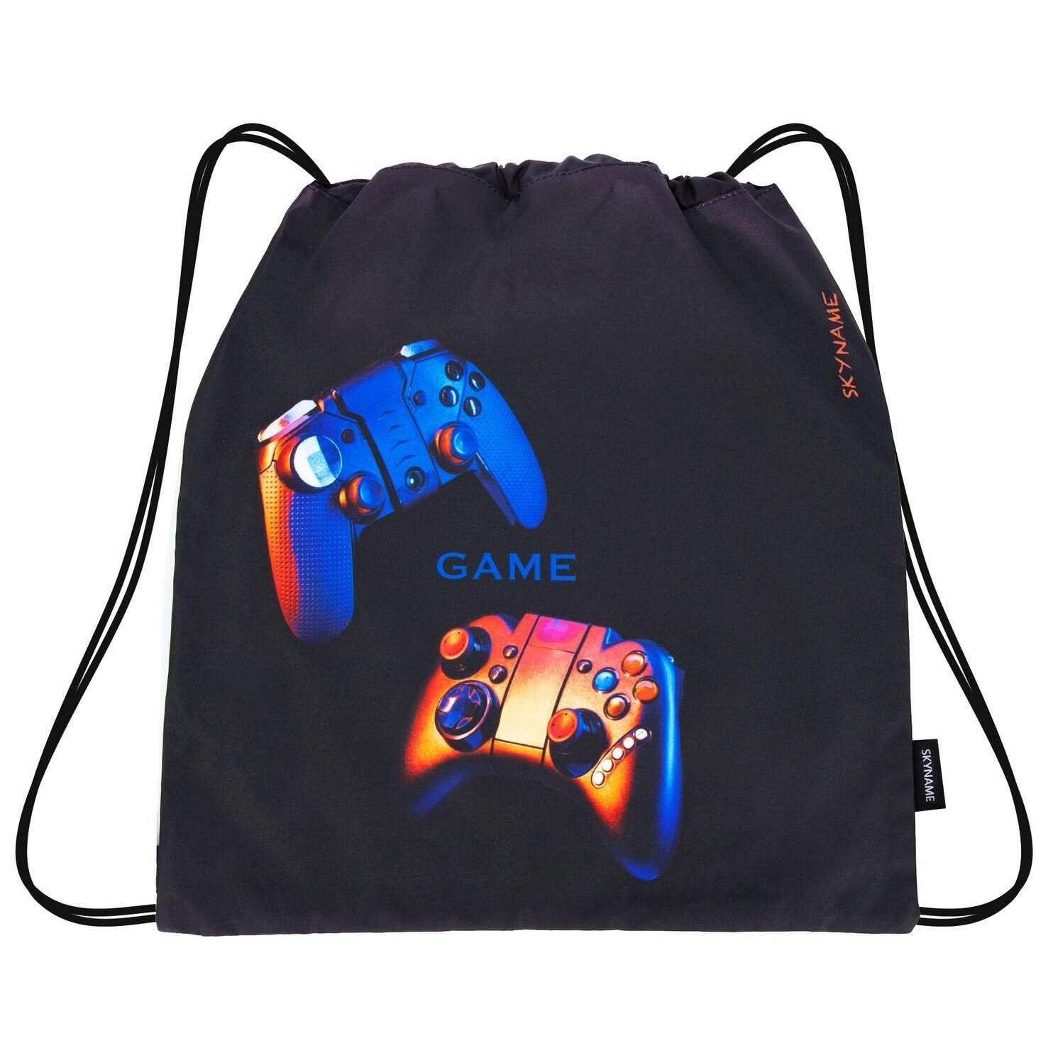 Мешок для обуви для мальчика в школу увеличенного размера 45 х 40 см с лямками из шнурков