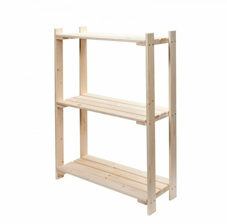 Стеллаж деревянный из хвои 3 полки 115×63×24 см для дачи кладовой и гаража