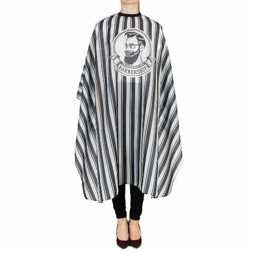 Пеньюар парикмахера TNL Professional Barber Style черный в полоску (J-49)