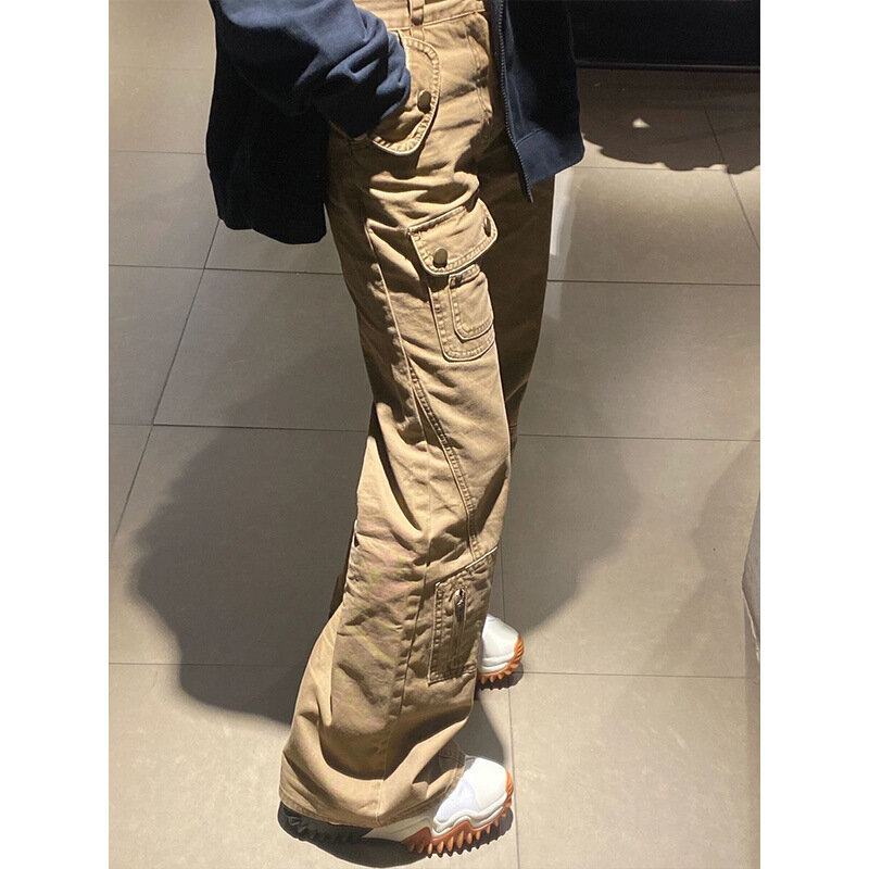 LI Mall Джинсы женские йога уличные карго микро-расклешенные деним