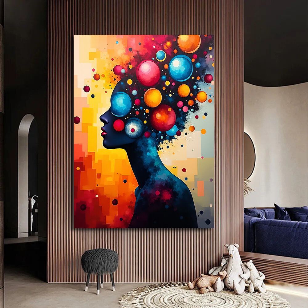 Девушка / Абстракция, картина вертикальная / на стену, яркий ПОП АРТ, 20х30 см.