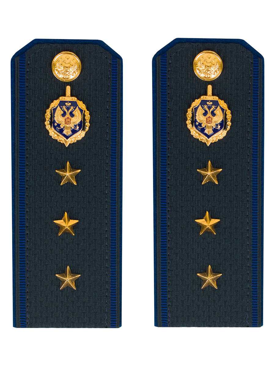 Погоны Фсб на куртку синие картон звание Старший Прапорщик 14х5,5см