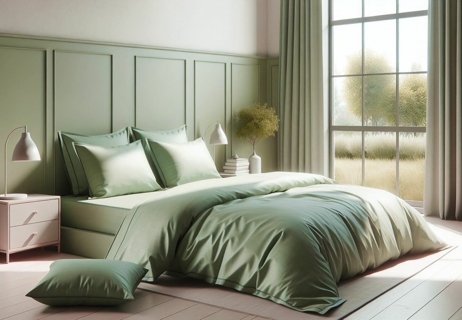 Постельное бельё тенсель Евро - М - 60S 74 Оливковый