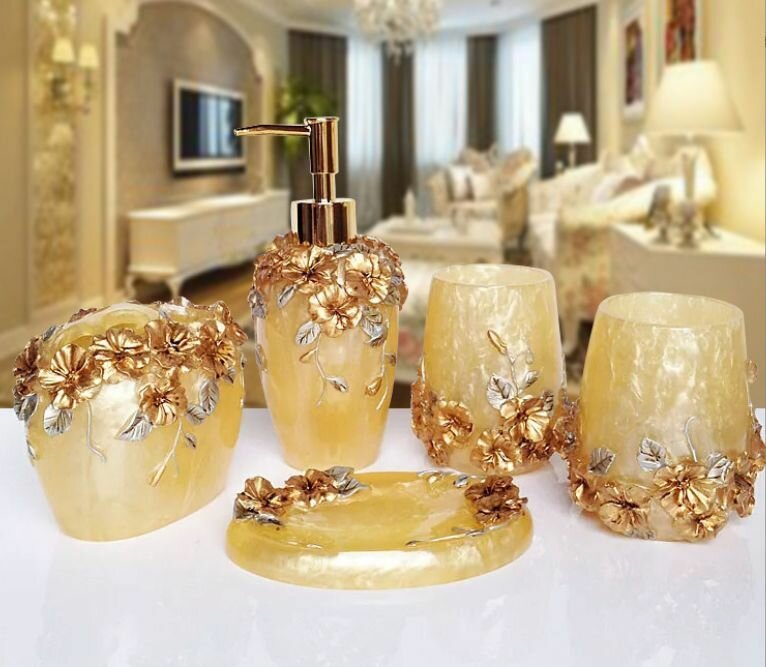 Мыльных аппаратов, стеллажи для зубных щеток, мыльные полки, стаканы для полоскания рта, роскошные ванные наборы 5 шт