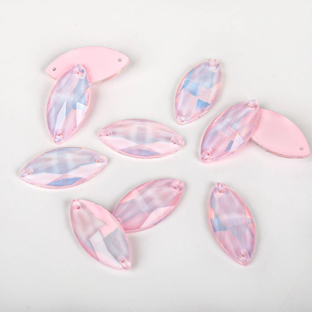 Флуоресцентные стеклянные бусины Navette для декора Розовый, 9x18mm28pcs, L.t.Pink Mocha