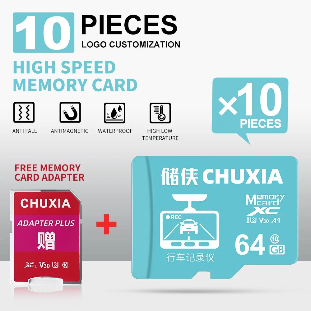 10 x MicroSD карты памяти Chuxia 64 ГБ UHS-I U3