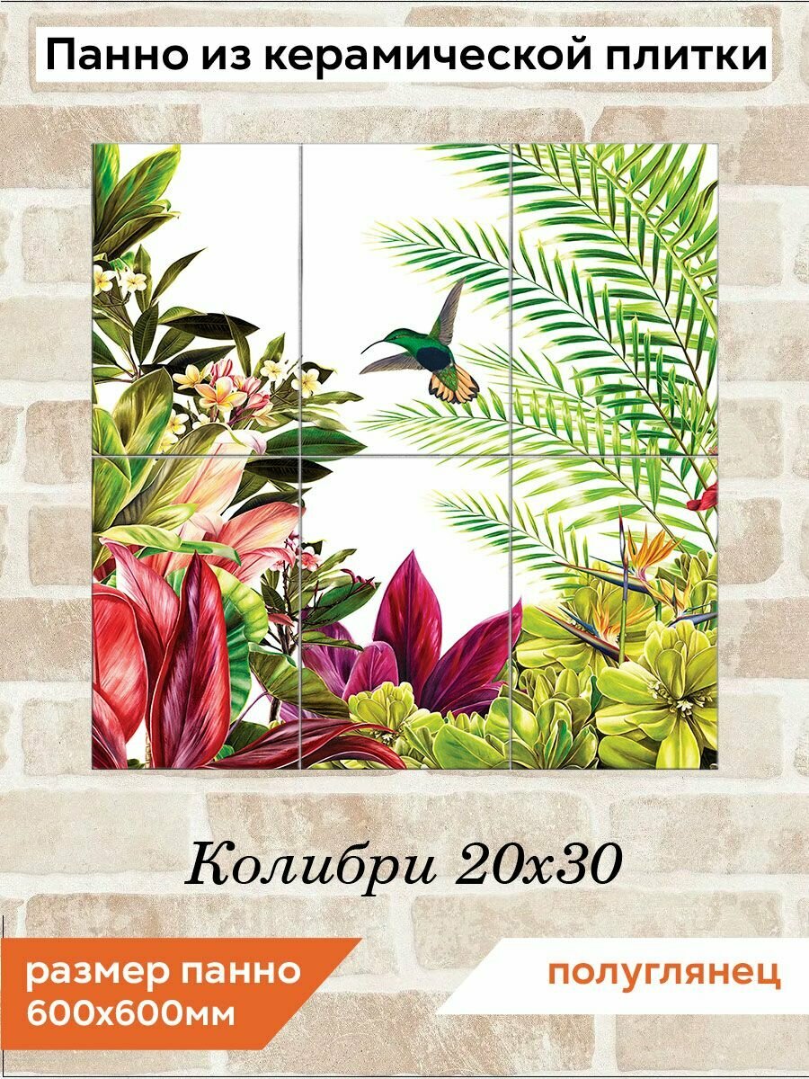 Панно из керамической плитки Колибри 20х30