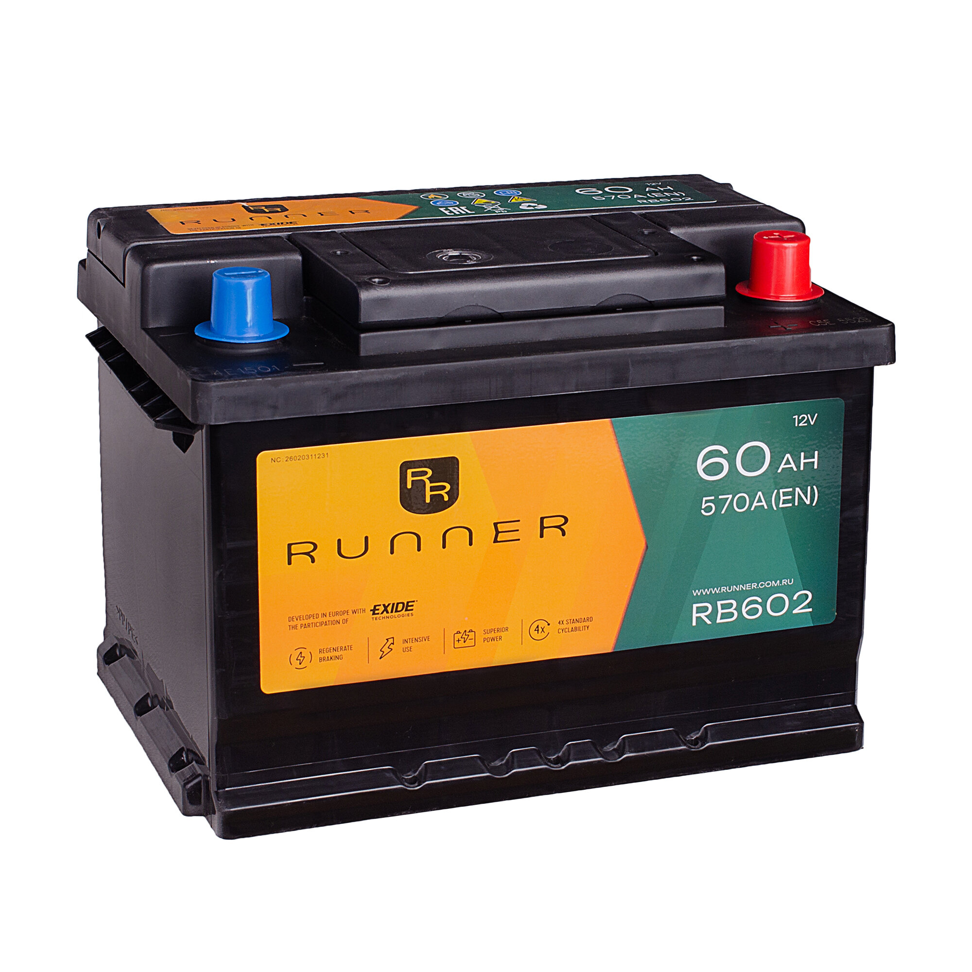 Аккумулятор RUNNER RB602 60 А/ч, пусковой ток 540 A(EN)
