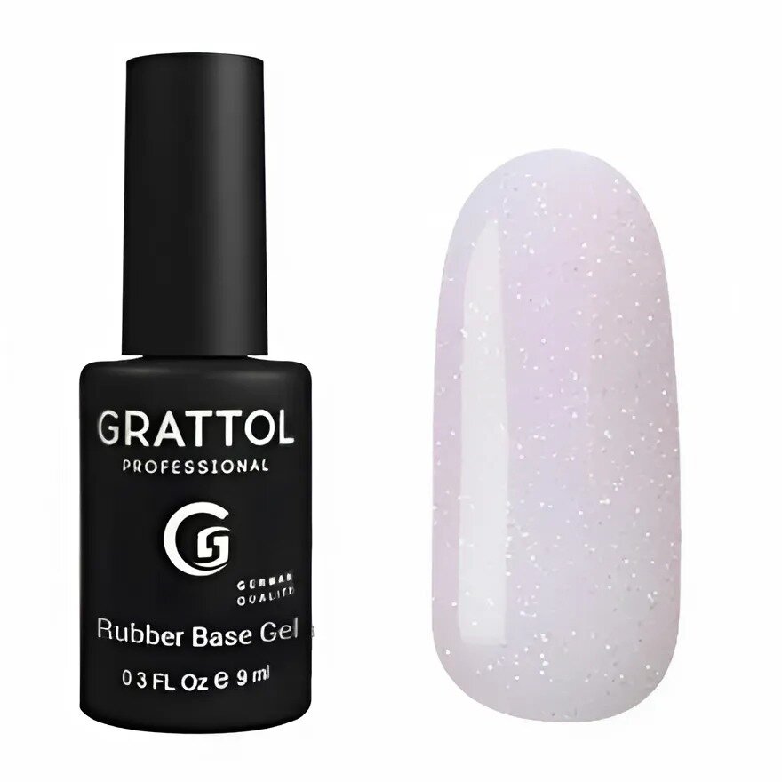 Grattol Rubber Base Glitter NO HEMA 3 - База камуфлирующая c глиттером, 9 ml
