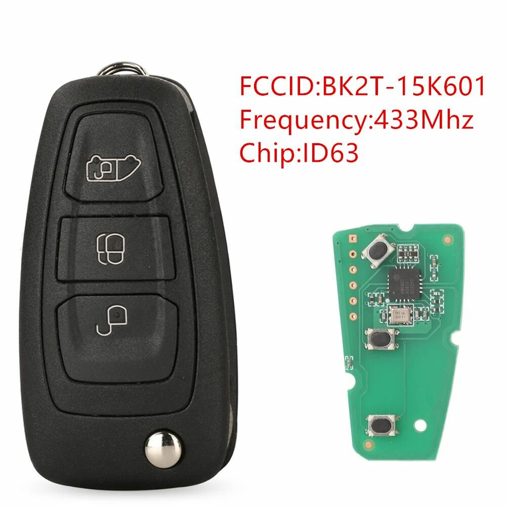 Дистанционный ключ MyPads 3 кнопки BK2T-15K601 ID63 с чипом 433 МГц для Ford Transit