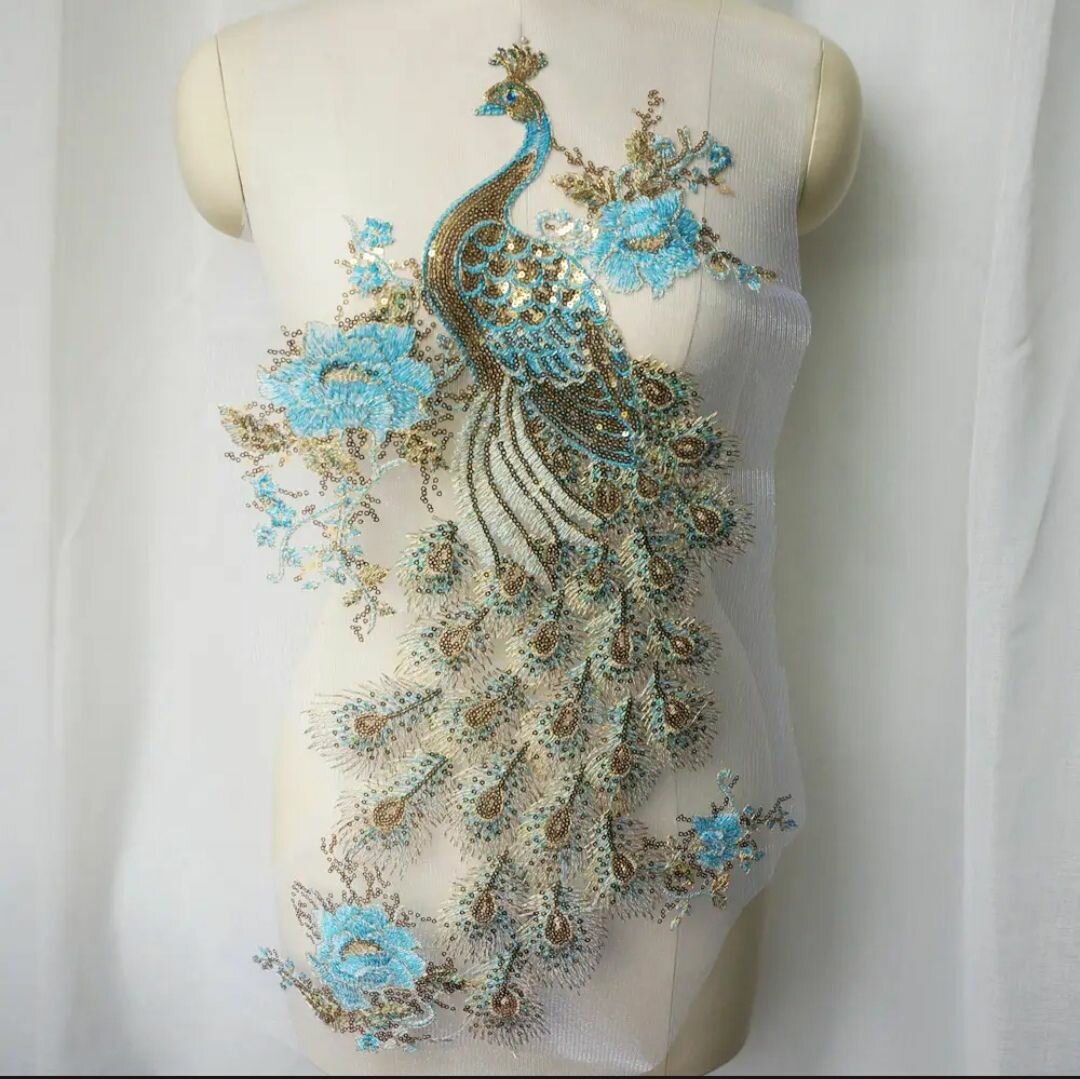 Декор пришивной вышивка на сетке 60*35 см