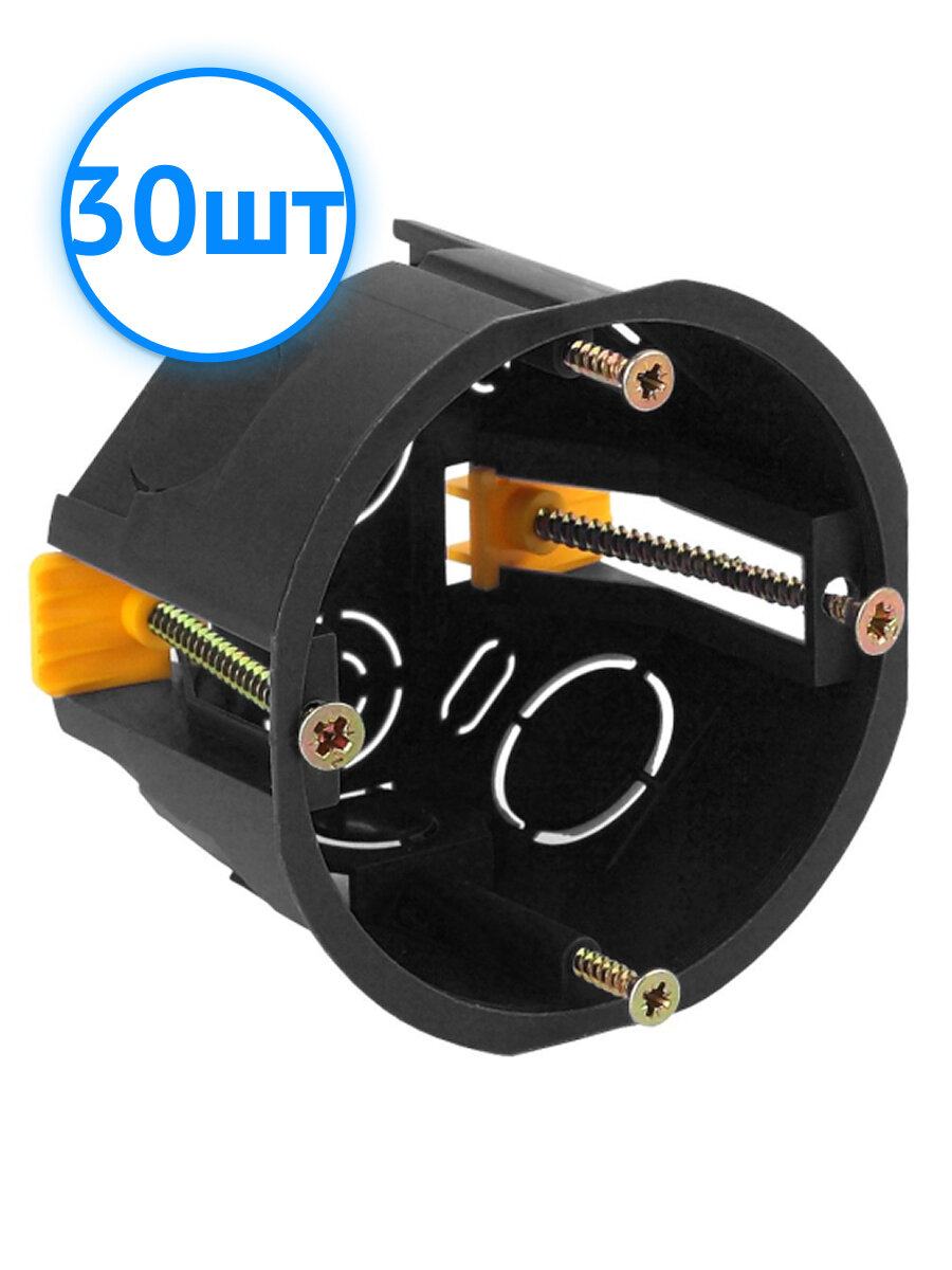 Коробка установочная (подрозетник) ЭРА 68х45мм для полых стен IP20 черный Б0037432 (комплект из 30 шт.)