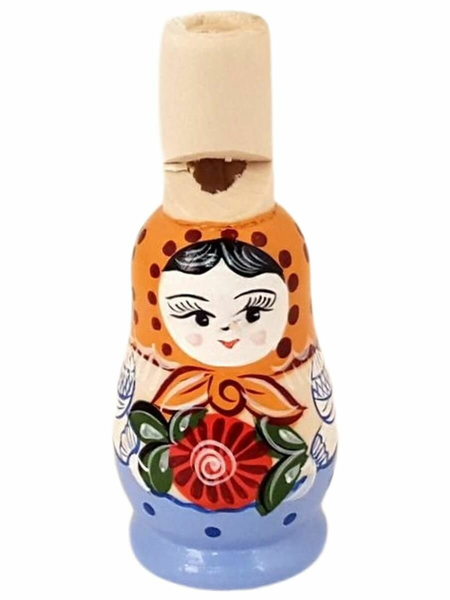 Свисток, матрешка-5, Городецкая роспись, ручная авторская работа