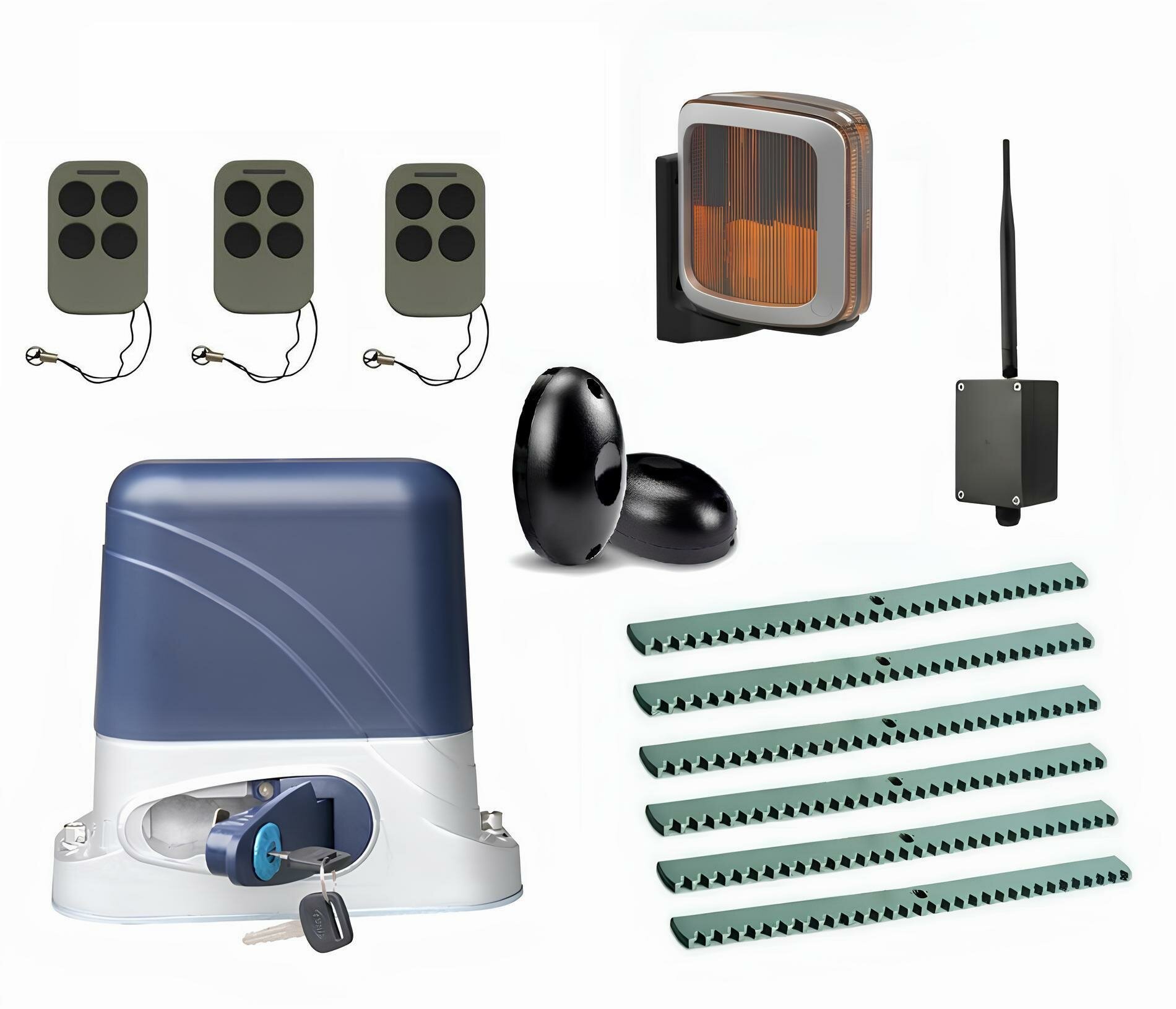 Автоматика для откатных ворот KSL-800 FULL-2K6-BT-Т3, комплект: привод, 3 пульта, Bluetooth-модуль, фотоэлементы, лампа, 6 реек