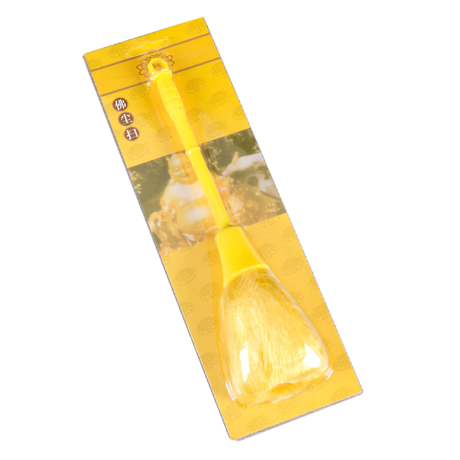 Home Portable Dusting Brush Dual End Multifunctional Buddha Dust Remover Cleaner Yellow