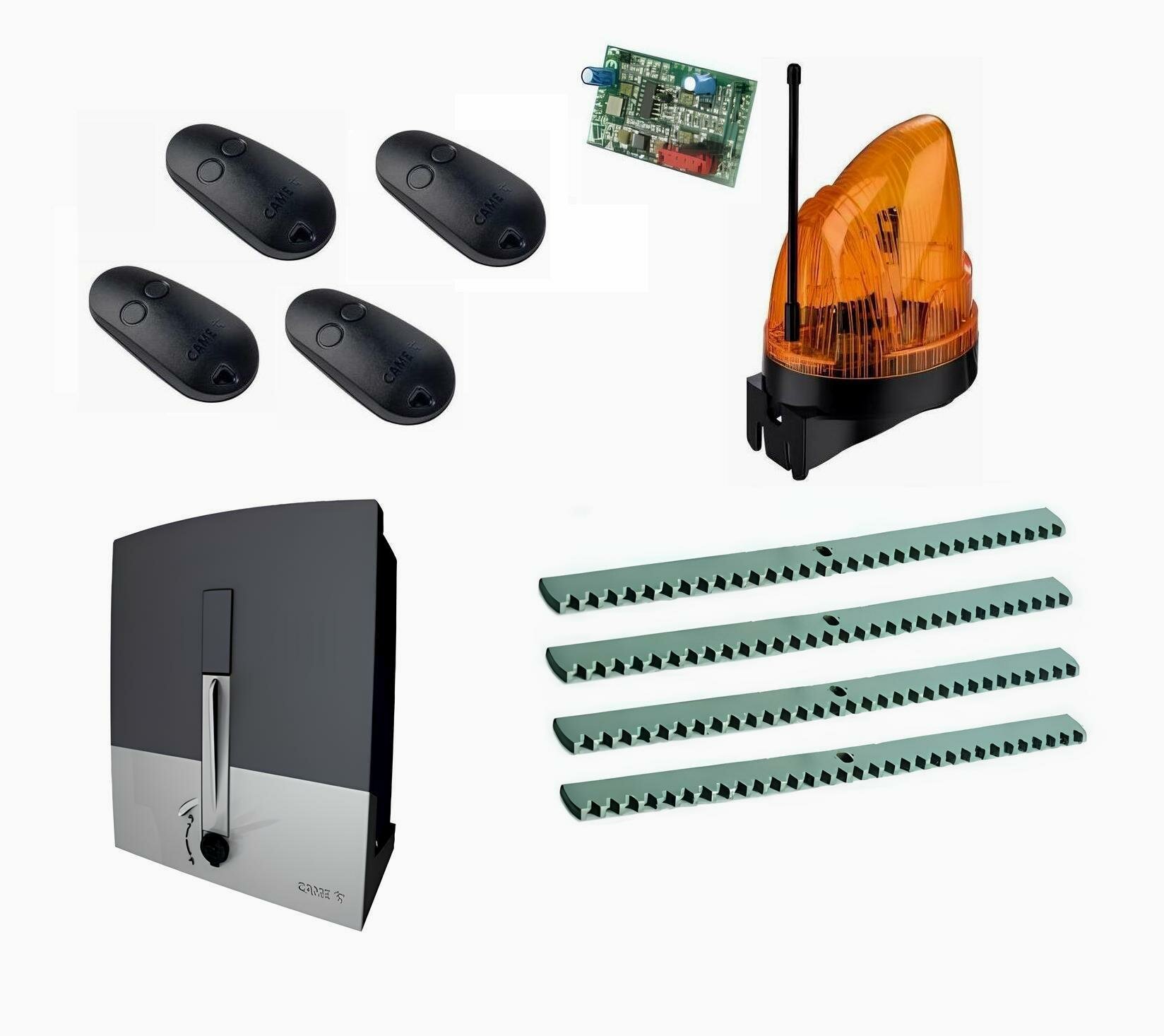 Автоматика для откатных ворот BXL04AGS KIT4-LK2-T4, комплект: привод, радиоприемник, 4 пульта, лампа, 4 рейки