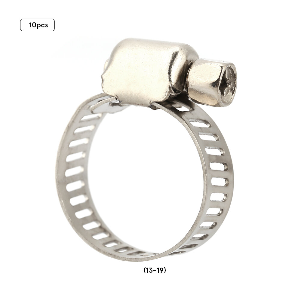 Хомуты для шлангов с винтовым ленточным приводом, зажимы для труб из нержавеющей стали (13-19 мм)