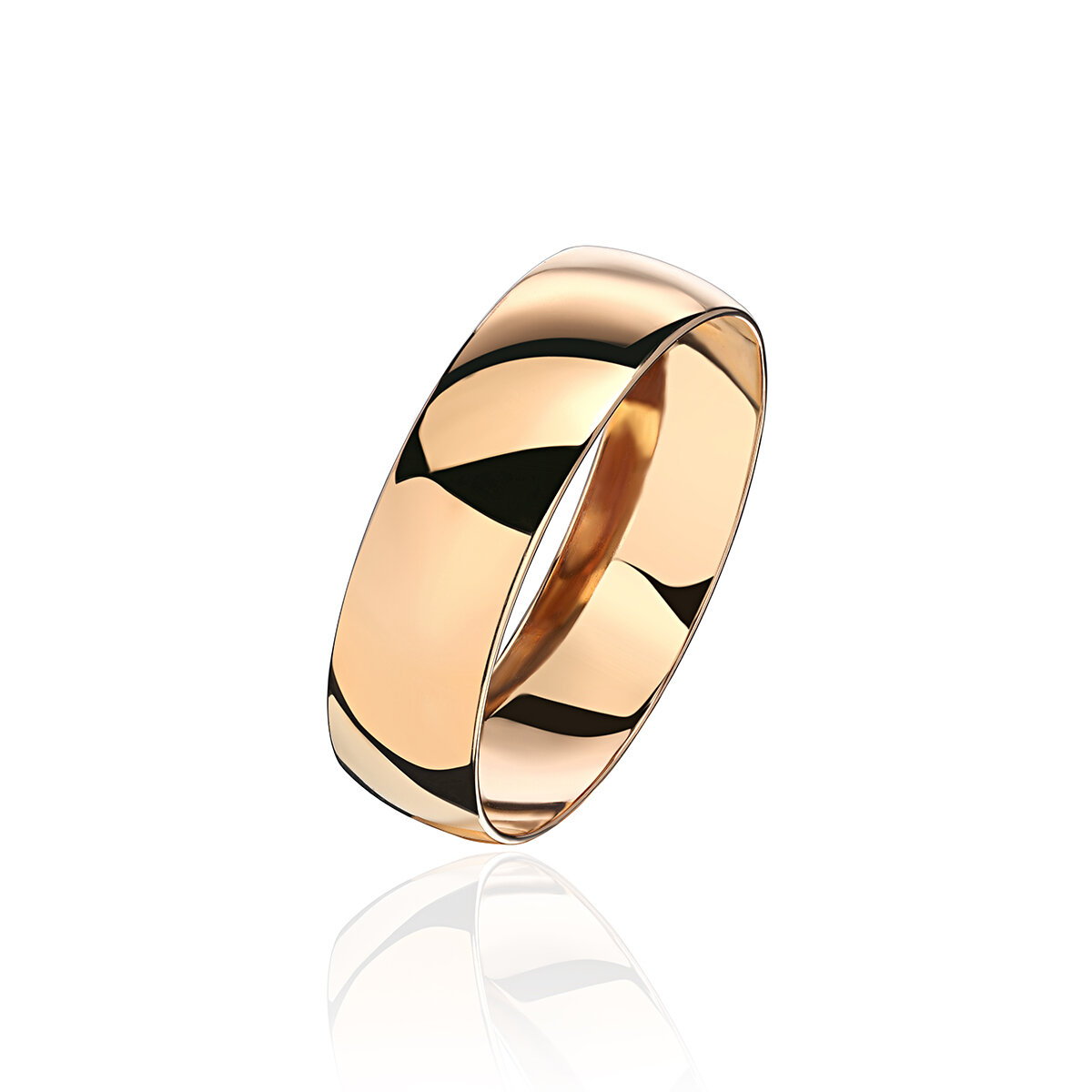 Кольцо обручальное, широкое, красное золото, 585 проба