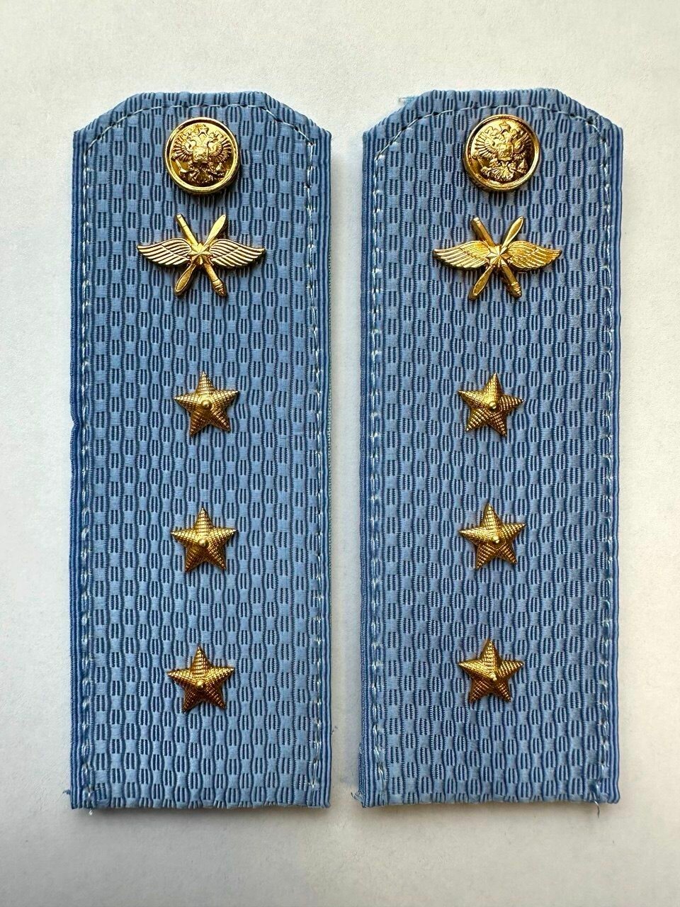 Погоны ВКС ВВС с фурнитурой голубые Старший Прапорщик картонные