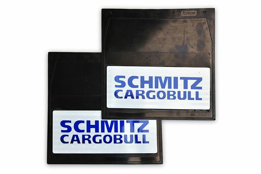 Брызговики грузовые светоотражающие SCHMITZ (Синяя надпись) 400*400 комплект