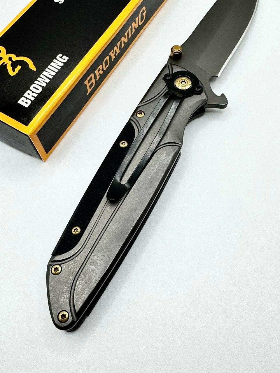 Складной туристический нож флиппер Browning, замок Liner Lock, рукоять G10, сталь 420