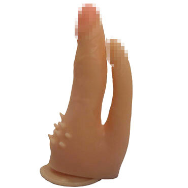 Биоклон Анально-вагинальный фаллоимитатор, телесный Со стимулирующей щеточкой для клитора