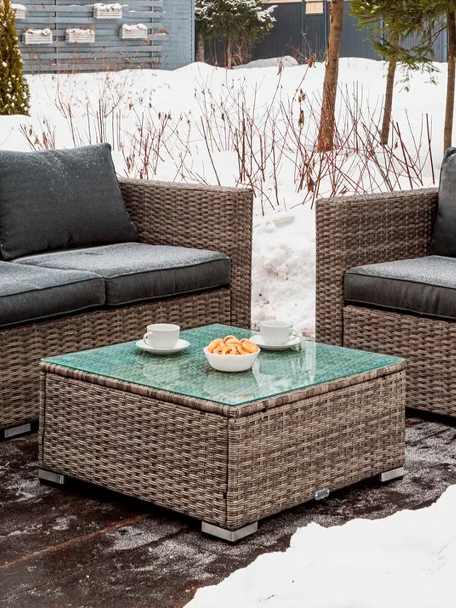 Плетеный столик для сада KARL, серый Royal Family