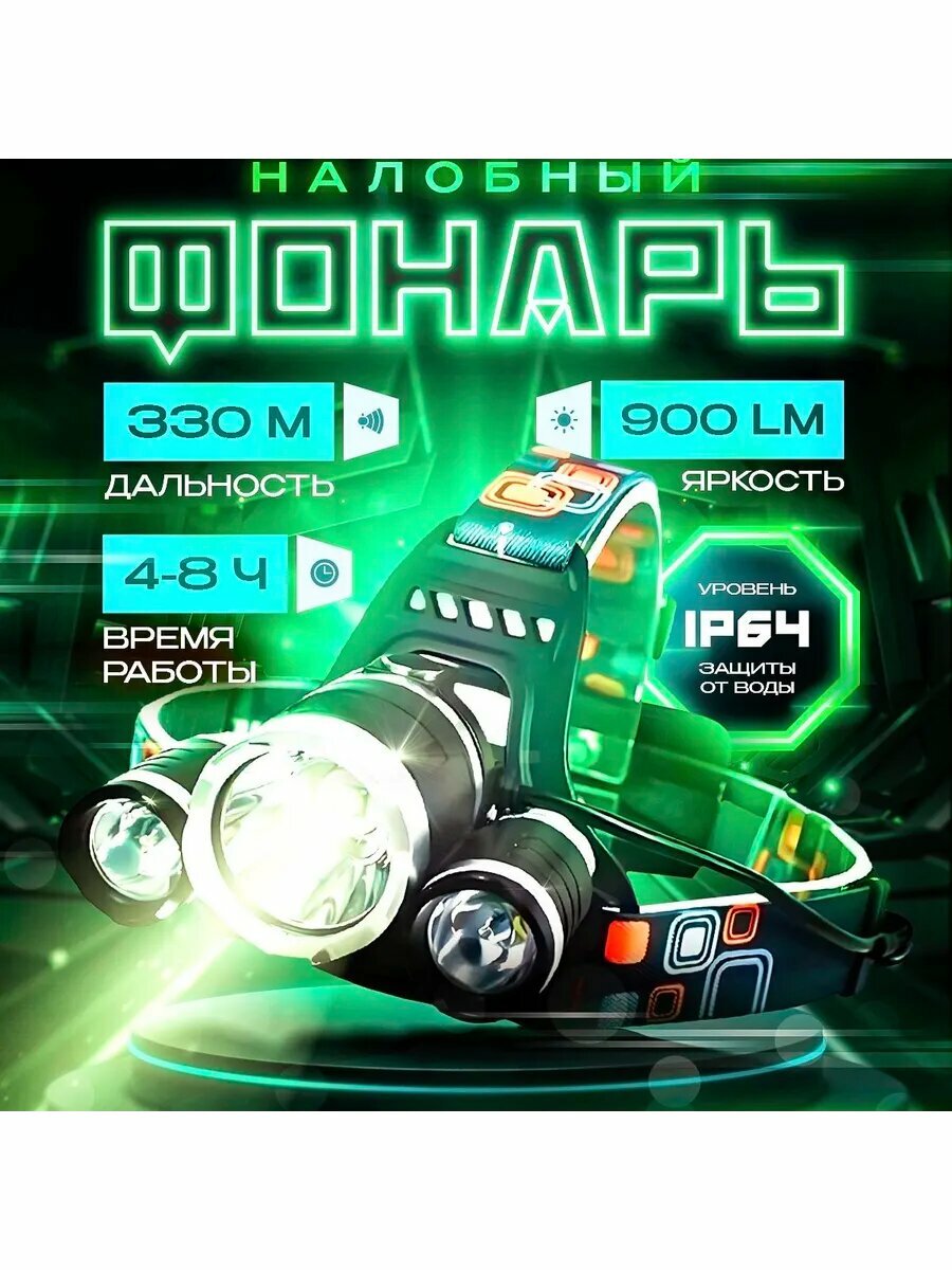 Фонарик "Без бренда", аккумуляторный, ручной, пластик/резинопластик, LED
