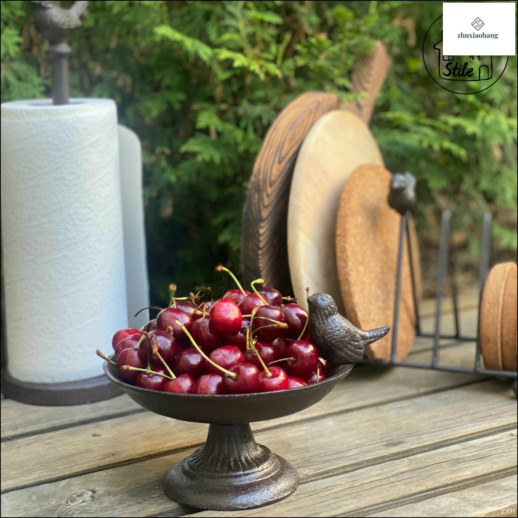 Эксклюзивная металлическая фруктовница Птичка Dom na Stile в шоколадном цвете