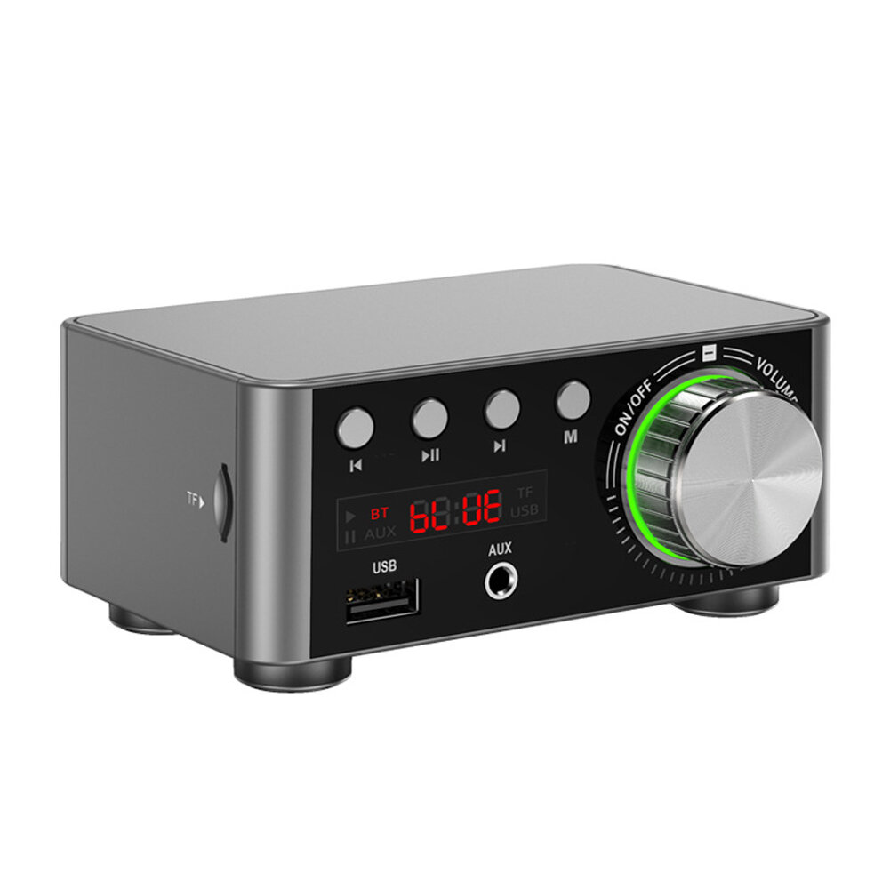 Многофункциональный BT цифровой мини аудио усилитель портативный звуковой усилитель для автомобиля и дома, цвет: черный, серебристый (доступно), мощность: 50W+50W, BT: 5.0, расстояние BT: 12м макс, импеданс колонок: 4Ω-16Ω, частотный диапазон: