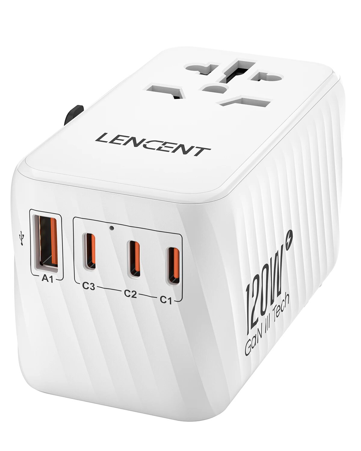 LENCENT Адаптер для путешествий 120W GaN, White 1U3C