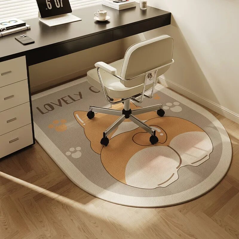 Бельгийский флисовый противоскользящий напольный коврик для спальни, кабинета, компьютерного кресла и рабочей зоны; бесшумный, износостойкий, доступен в нескольких цветах; 90*60 см.