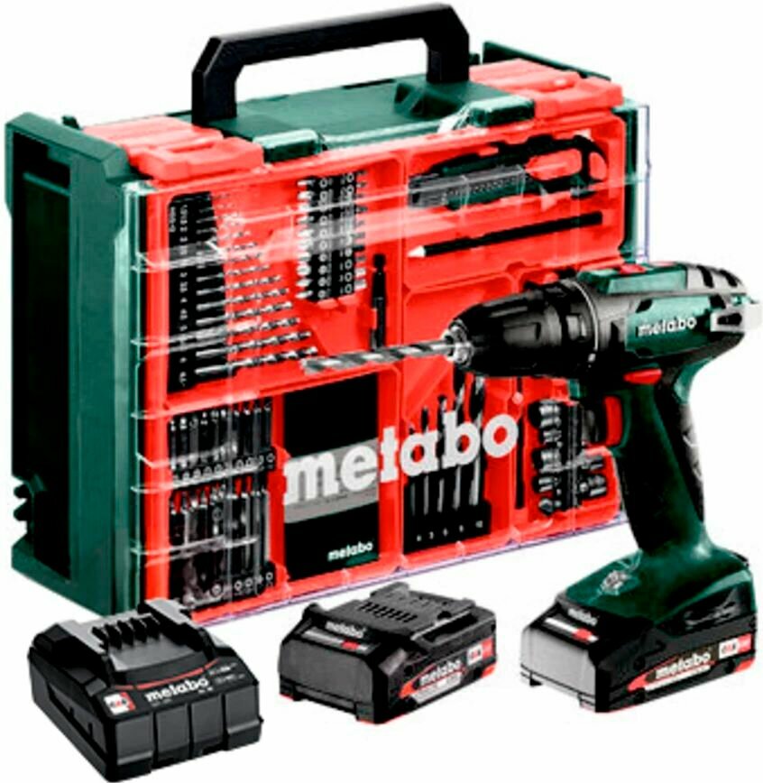 Дрель-шуруповерт аккумуляторная Metabo BS 18 Set, арт. 602207710 (кейс, с 2 АКБ и ЗУ)