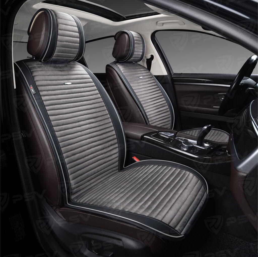 Накидка на сиденье "PSV" Bliss 2 FRONT алькантара черно-серый (2 шт.)