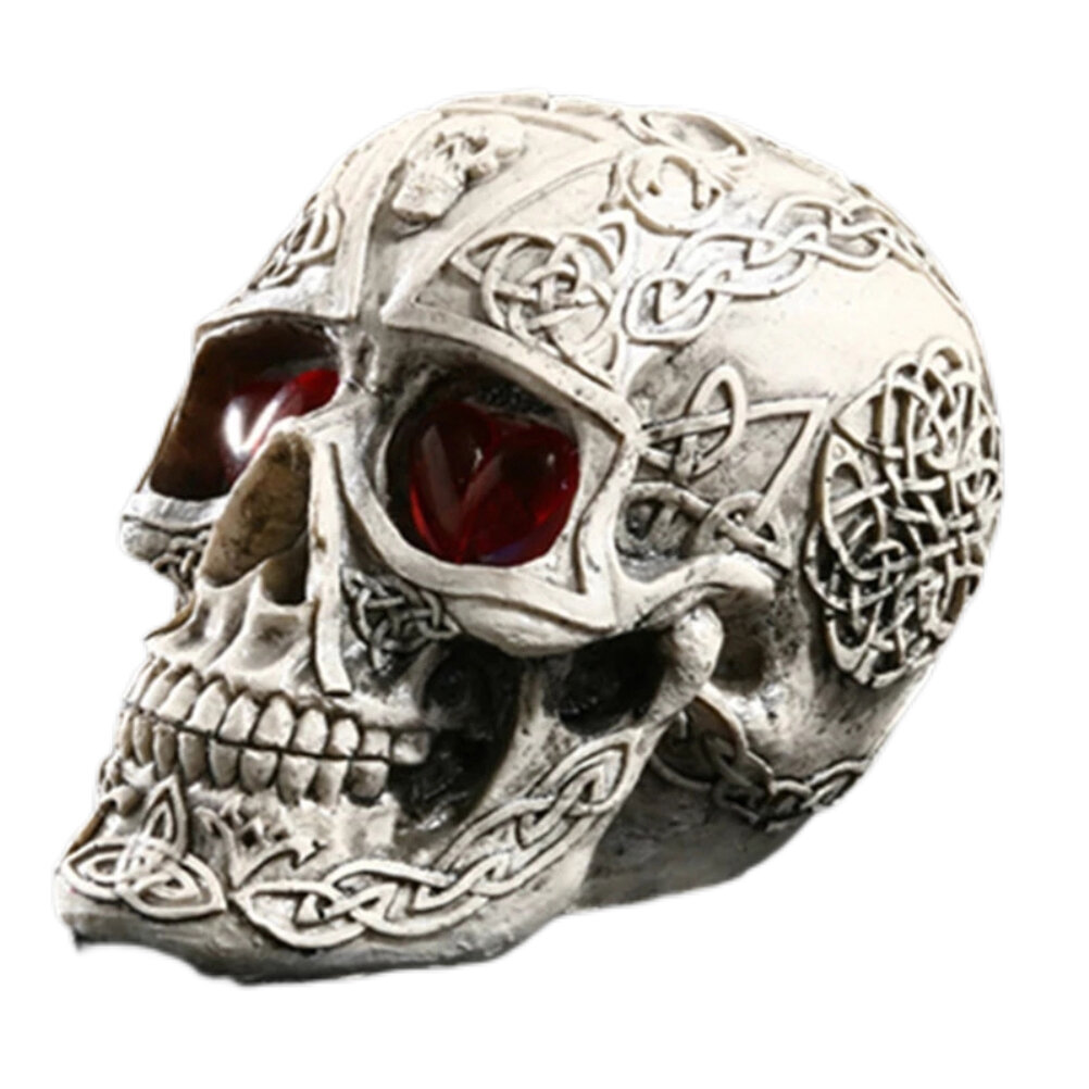 Статуя скелета со светодиодной подсветкой на Хэллоуин. Новинка: резиновая фигурка скелета в виде головы, реквизит для дома с привидениями, настольный декор для домашнего офиса.