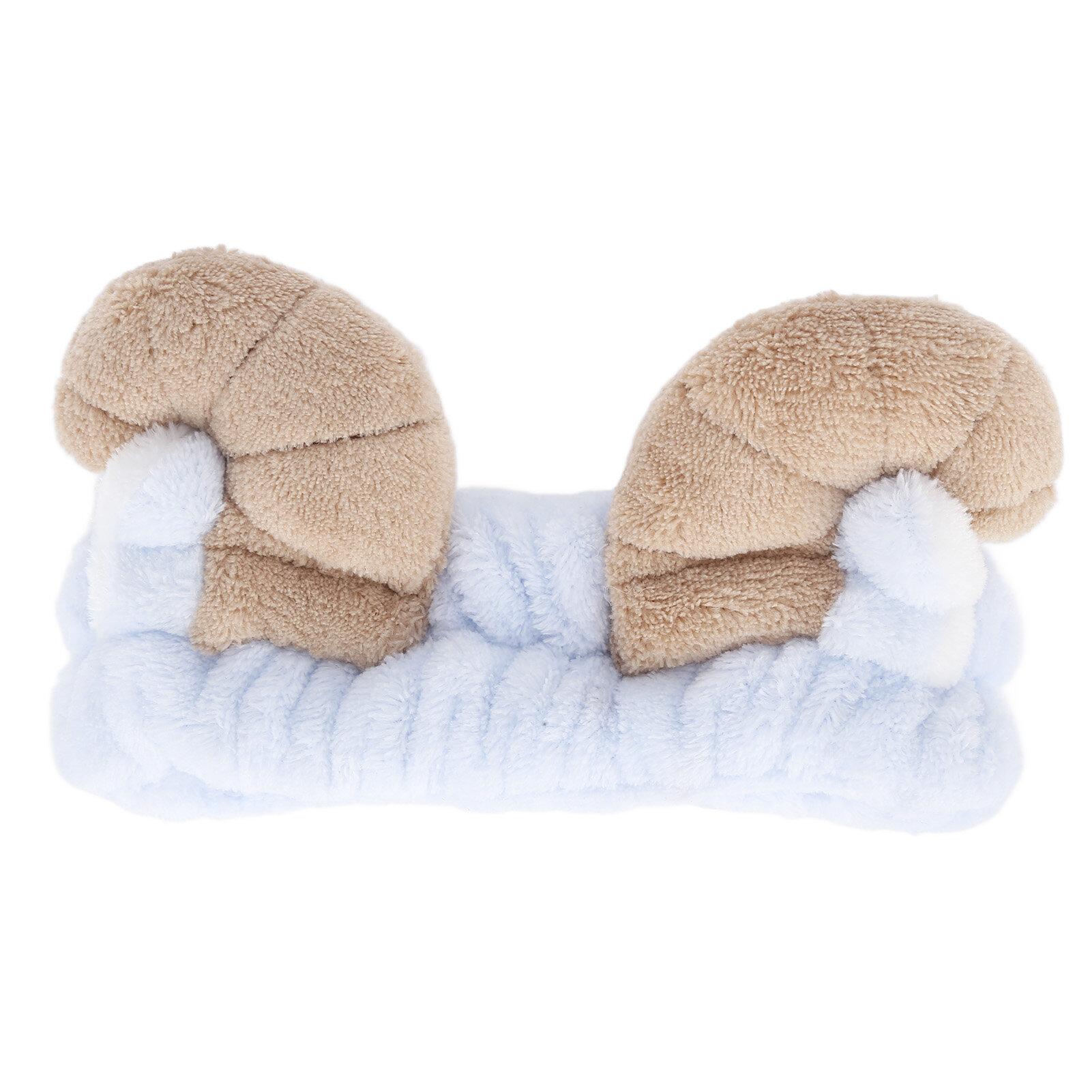 Мягкая повязка для волос Круассан : эластичная, милая, для умывания, макияжа и спапроцедур, голубая