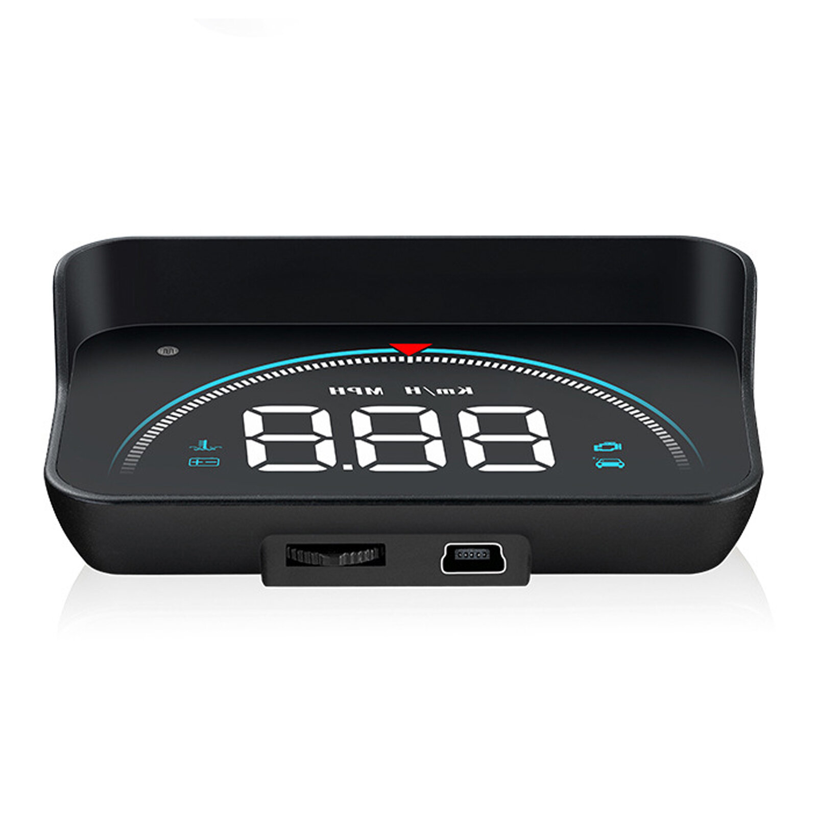 Intelligent Heads Up Display High Definition Refitted Speedometer For Automobile Vehicle Heads Up Display Car Digital Speedometer с LED экраном, материалом ABS+PC, экраном 3.5 дюймов, размерами 90*53*26мм, весом 50г, в упаковке 146*88*48мм, весом 140г,