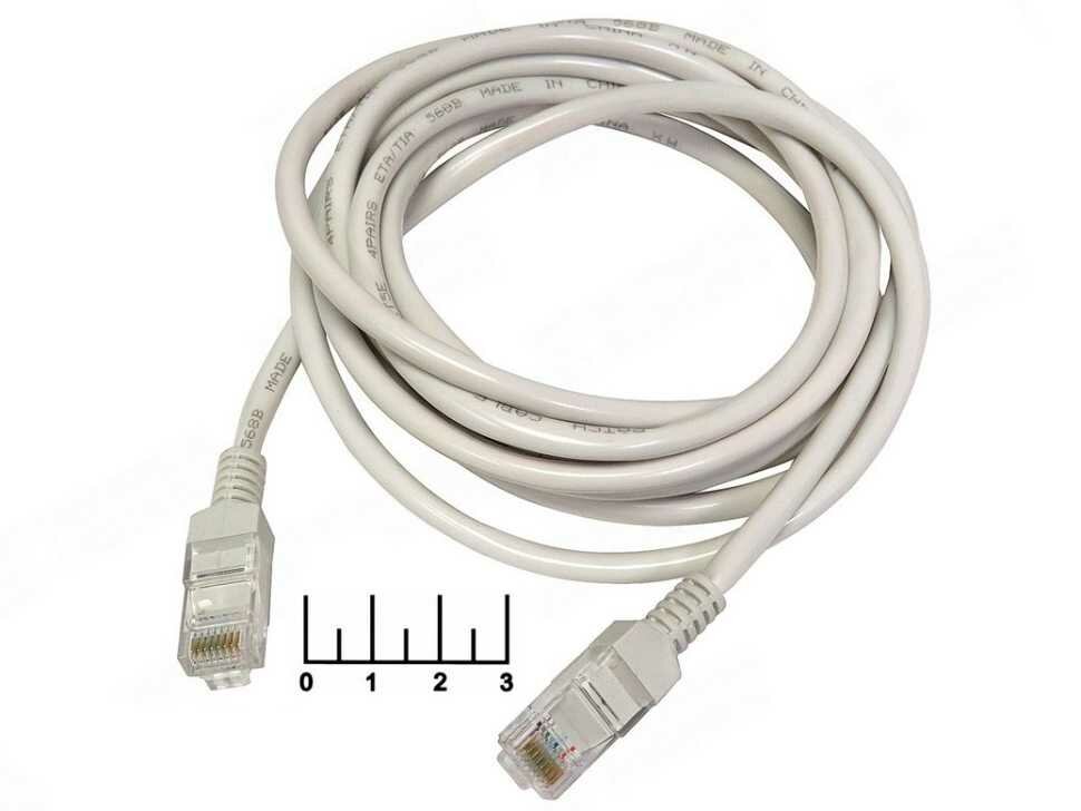 Шнур 8P8C-8P8C (RJ-45) 3м Cablexpert (патч-корд) (UTP) (серый)