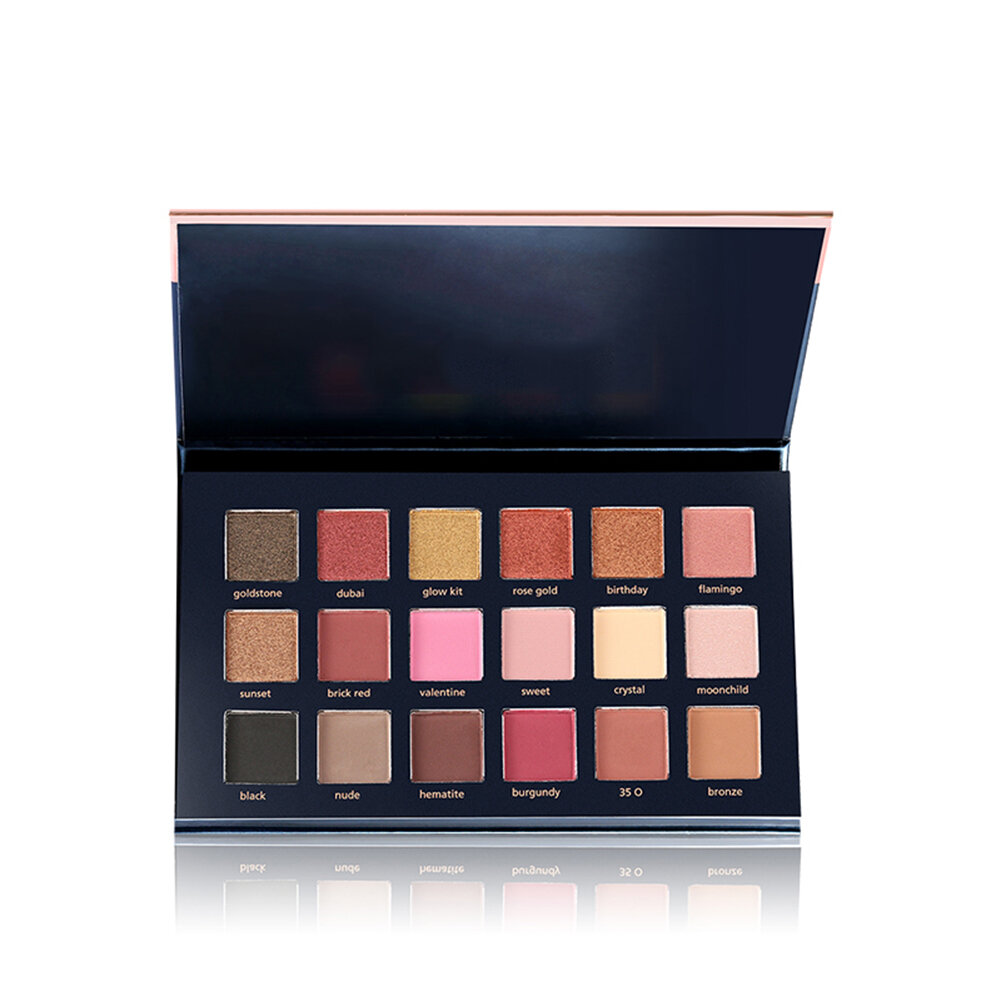Палетка теней beauty glazed 18 цветов матовые и шиммерные пигменты для век