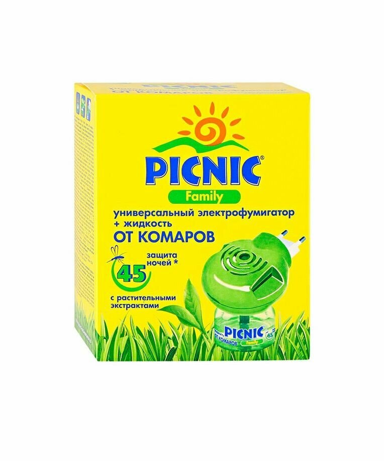 Комплект от комаров Picnic Family: электрофумигатор + жидкость 45 ночей