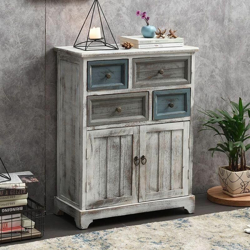 Американский комод из цельного дерева, винтажный шкаф для гостиной