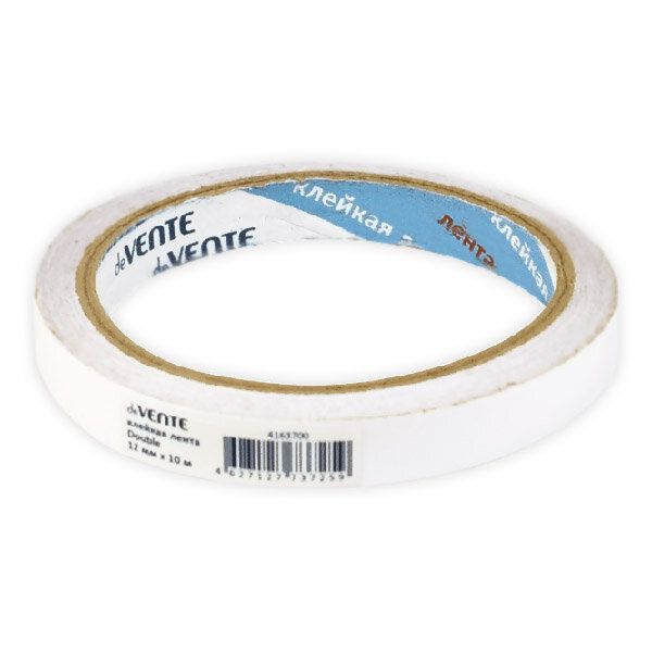 Скотч deVente "Repair & Craft", 12мм*10м, двухсторонний, белый, полипропилен, количество: 12 штук