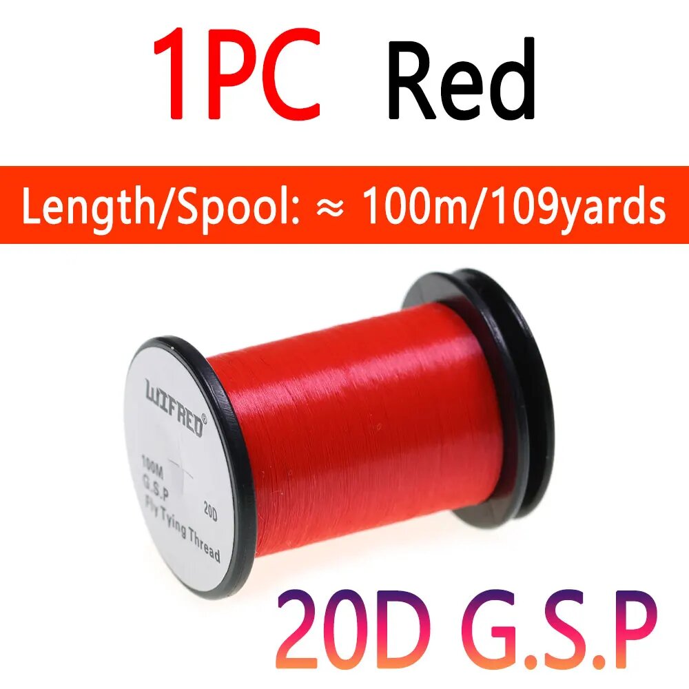 Bimoo 10D 20D 75D GSP Нить для завязывания мушек Красный, 1PC Red 20D