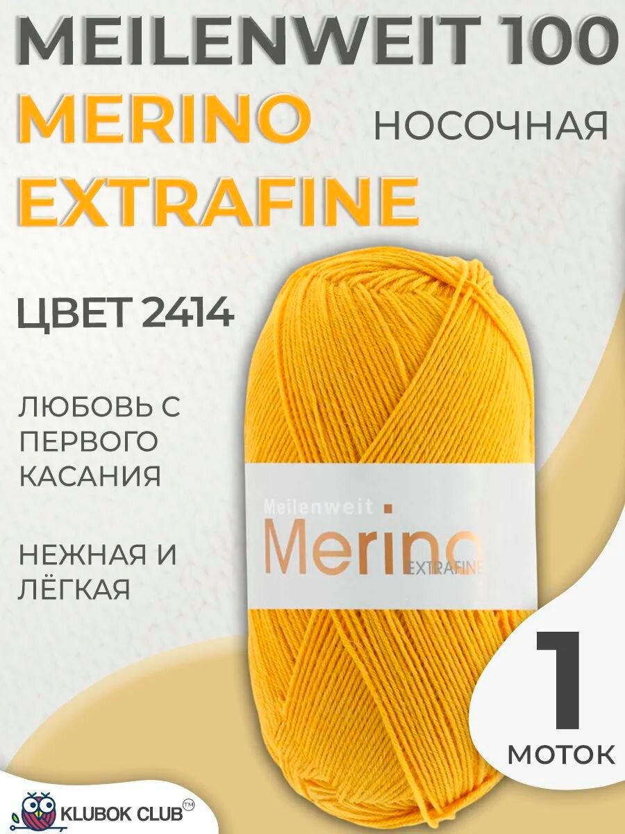 Пряжа для вязания Lana Grossa Meilenweit 100 Merino Extrafine цвет 2414, 1 моток