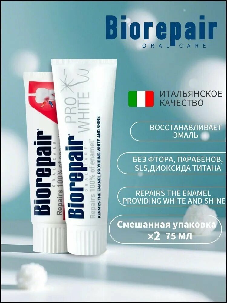 Зубная паста Biorepair Fast Sensitive Repair, Total Protective Repair, 75 мл, 2 шт- .