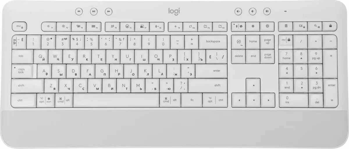 Клавиатура Logitech K650 белый USB беспроводная BT/Radio (подставка для запястий) (920-010986)