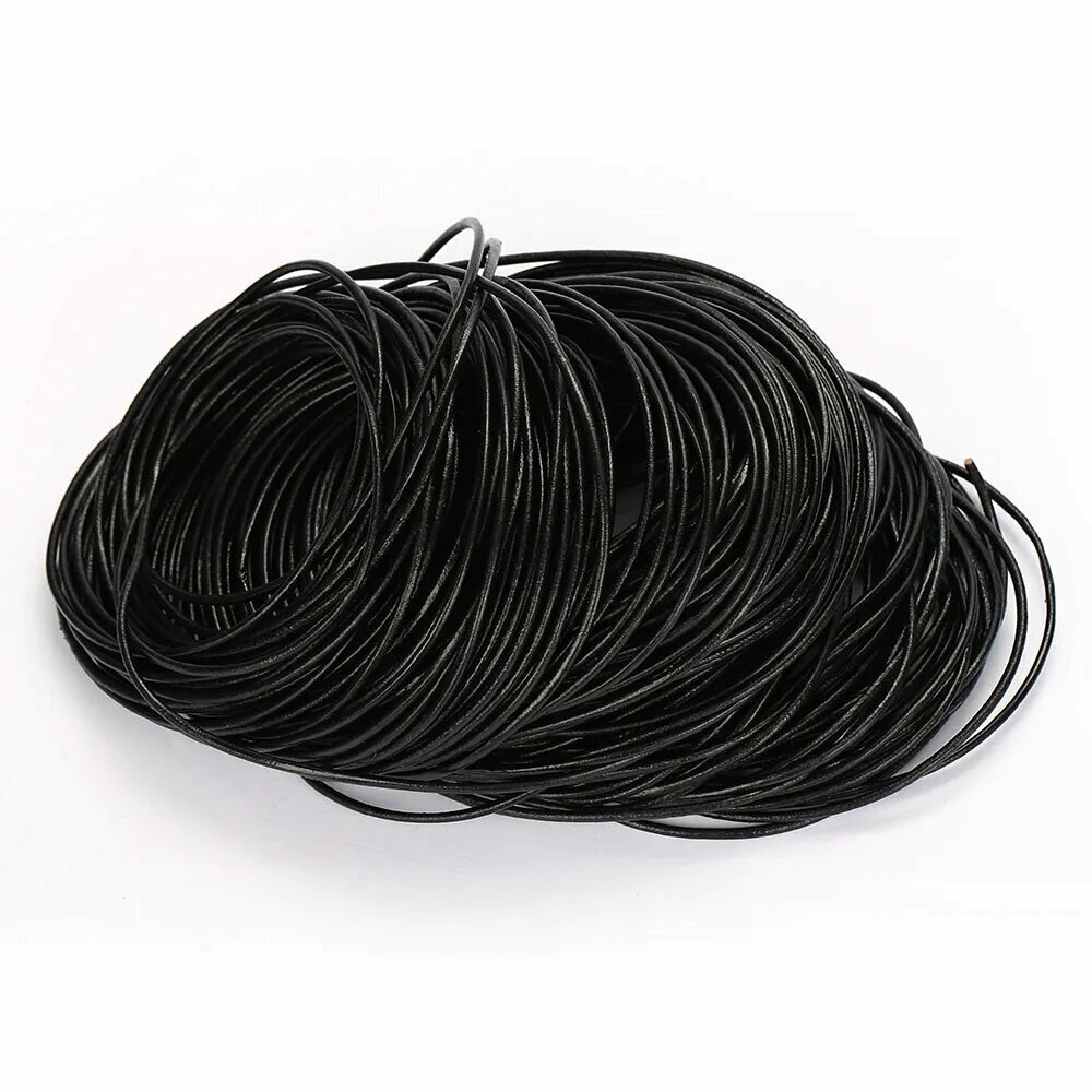 Круглая веревка из воловьей кожи-диаметр 1 мм, черная-2 м